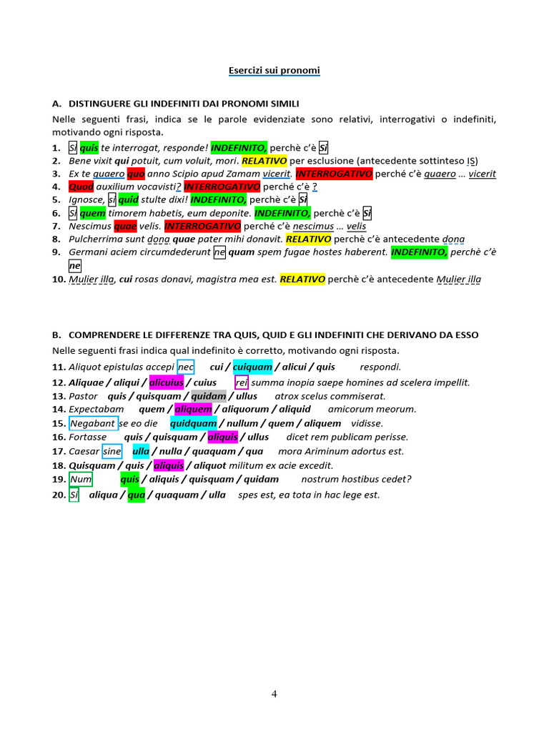 Compito Indefiniti | PDF