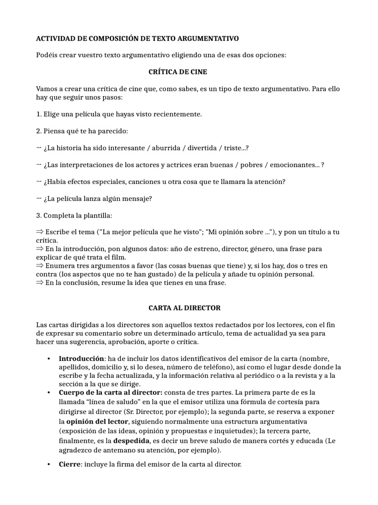 Actividad texto argumentativo | PDF