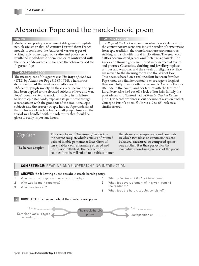 TB20 Pope and The Mock-Heroic Poem | PDF | Poetry | Genres Of Poetry