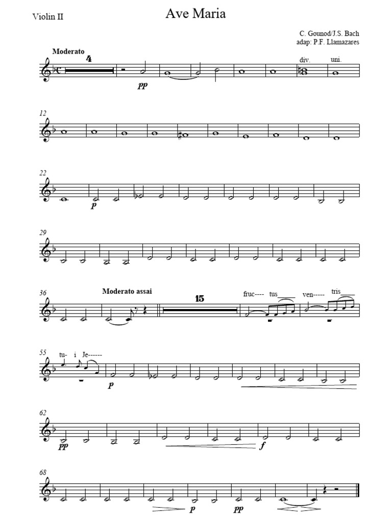 Ave Maria Gounod - F Violin II | PDF | Johann Sebastian Bach | Bach Family
