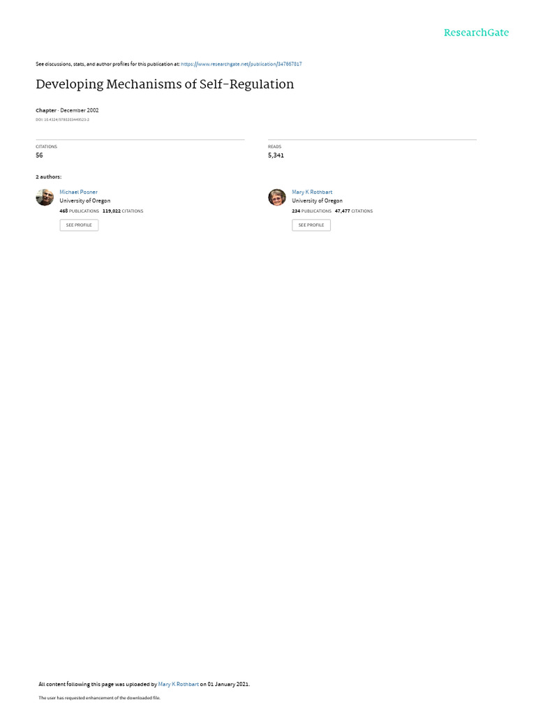 10 - (Posner, 2000) Developing Mechanisms of Self-Regulation | PDF