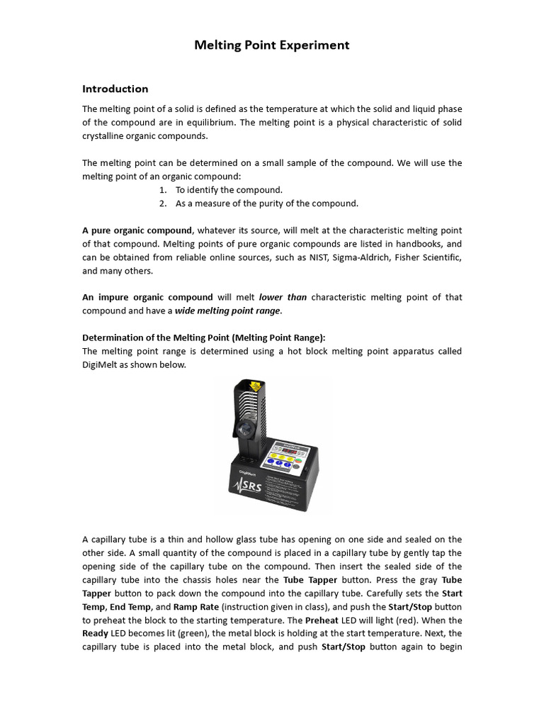 Melting Point Experiment SSU | PDF | Melting Point | Phase (Matter)