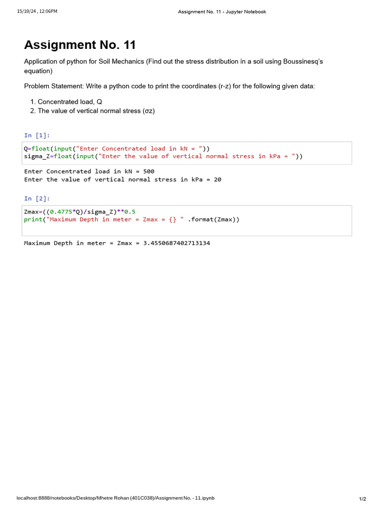Assignment No. 11 - Jupyter Notebook(1) | PDF | Applied And Interdisciplinary Physics | Mechanics