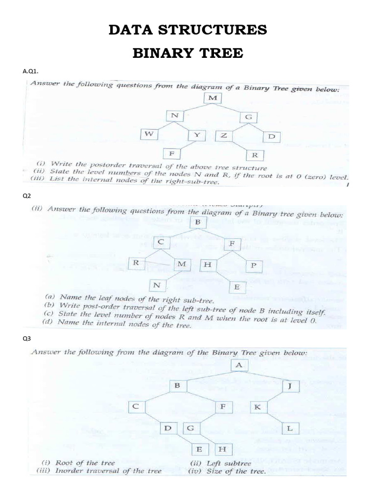 BINARY TREE PRACTICE QUESTIONS | PDF