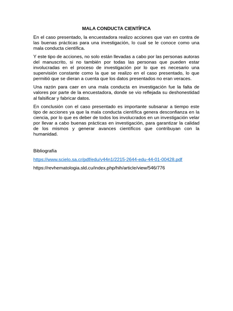Mala Conducta Científica en Investigación | PDF
