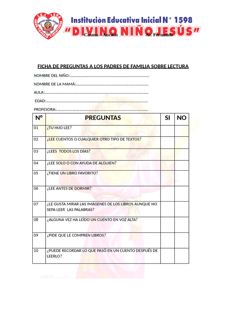 Preguntas para Padres sobre Lectura Infantil | PDF