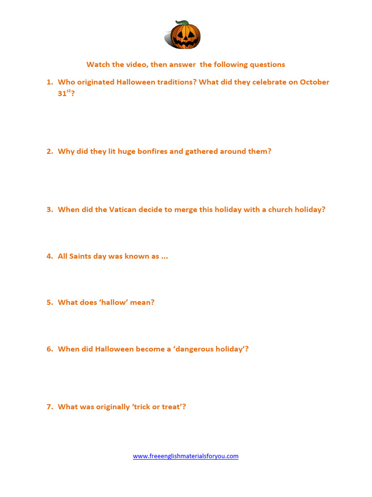 Listening Activity Halloween Questions | PDF