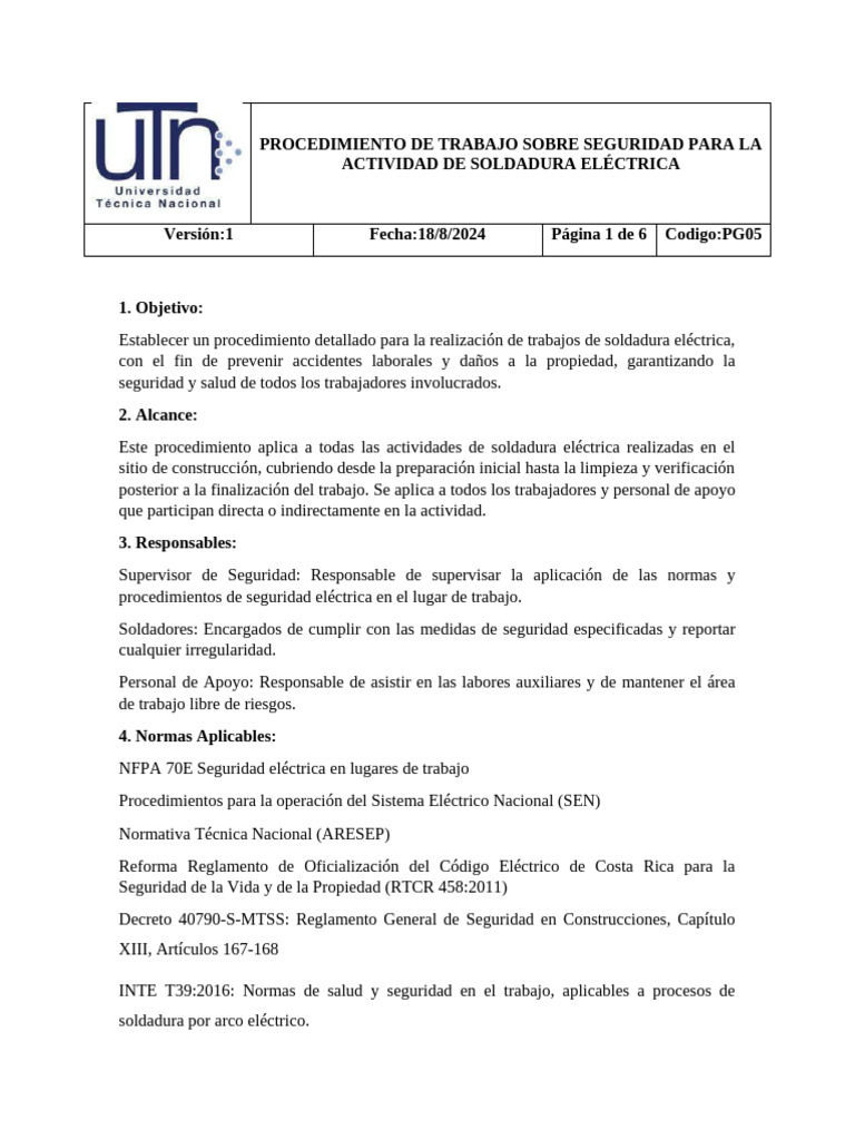 Procedimiento de Soldadura Electria Proyecto | PDF | Soldadura ...