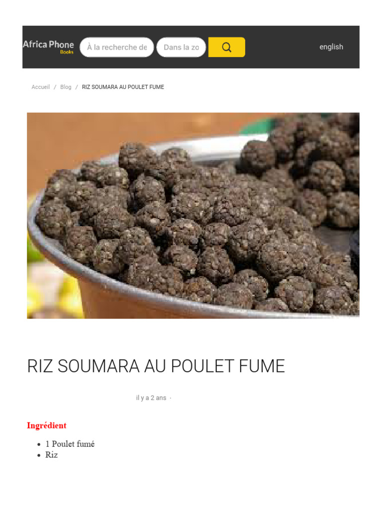 Riz Soumara Au Poulet Fume | PDF