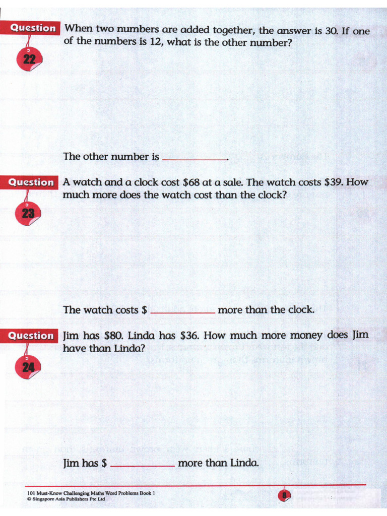 101 Challenging Math Word Problems Book 1-12 | PDF