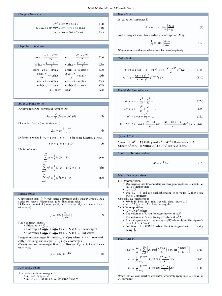 Phys760-FinalFormulaSheet | PDF | Partial Differential Equation | Eigenvalues And Eigenvectors