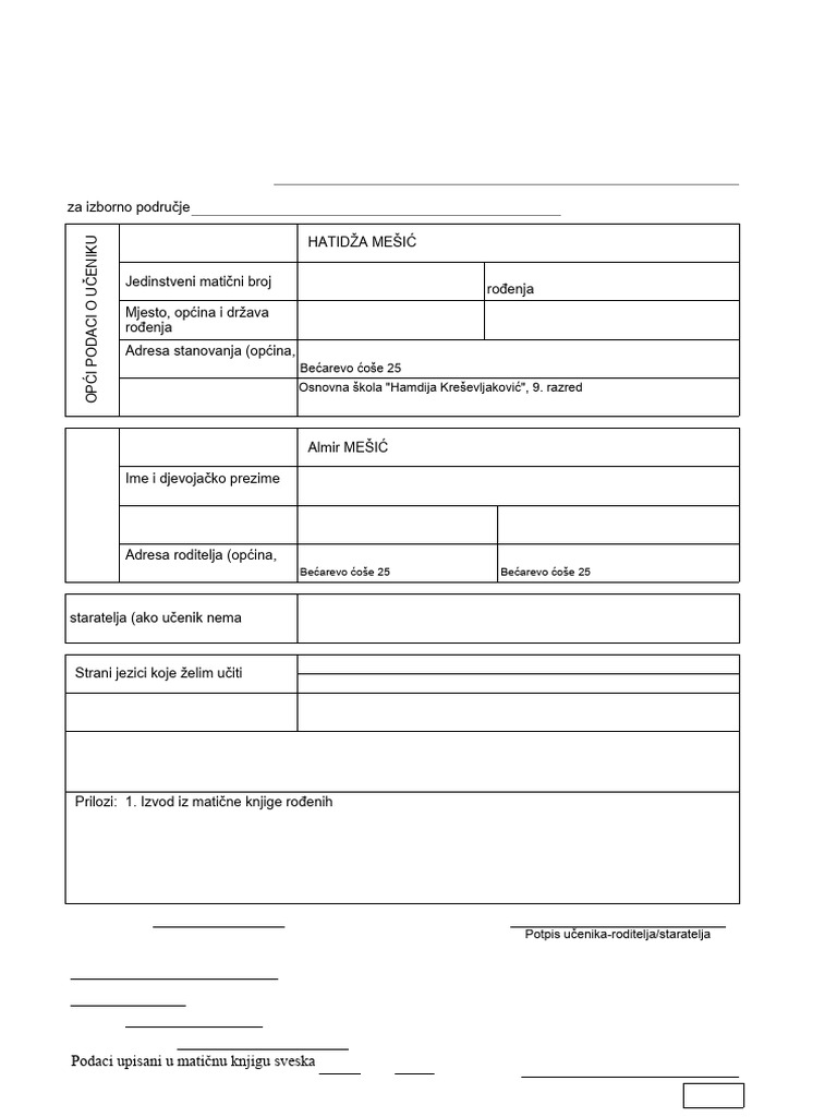 Prijava_za_upis_gimnazija (1) | PDF