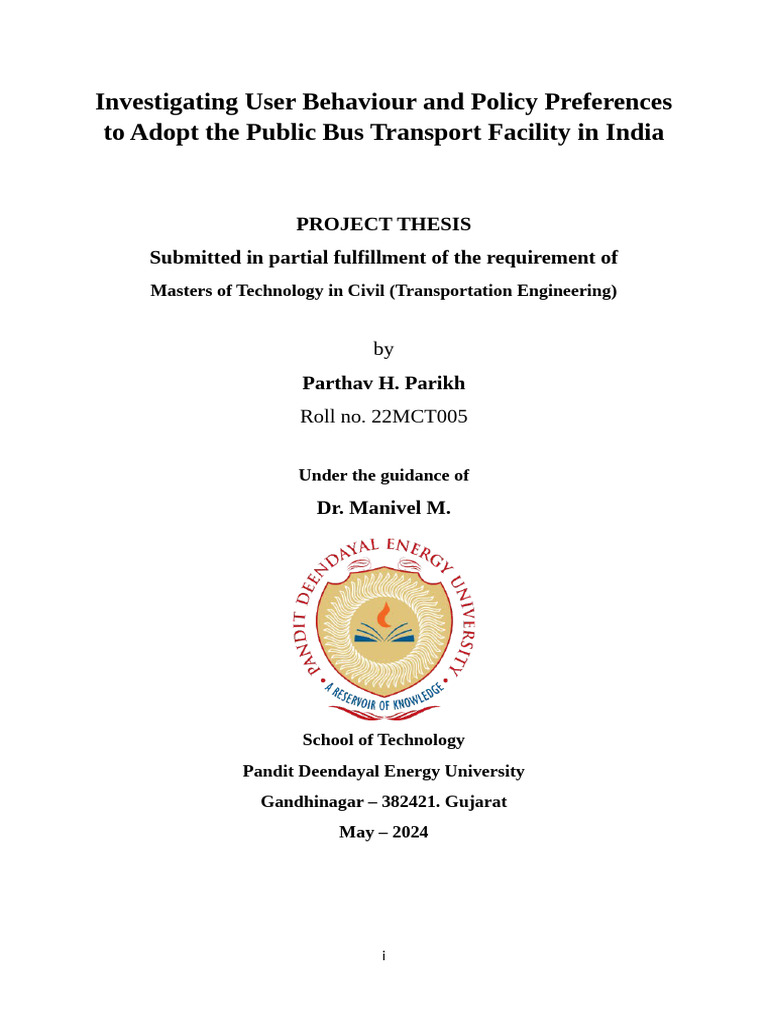 Report M.Tech | PDF | Public Transport | Transport