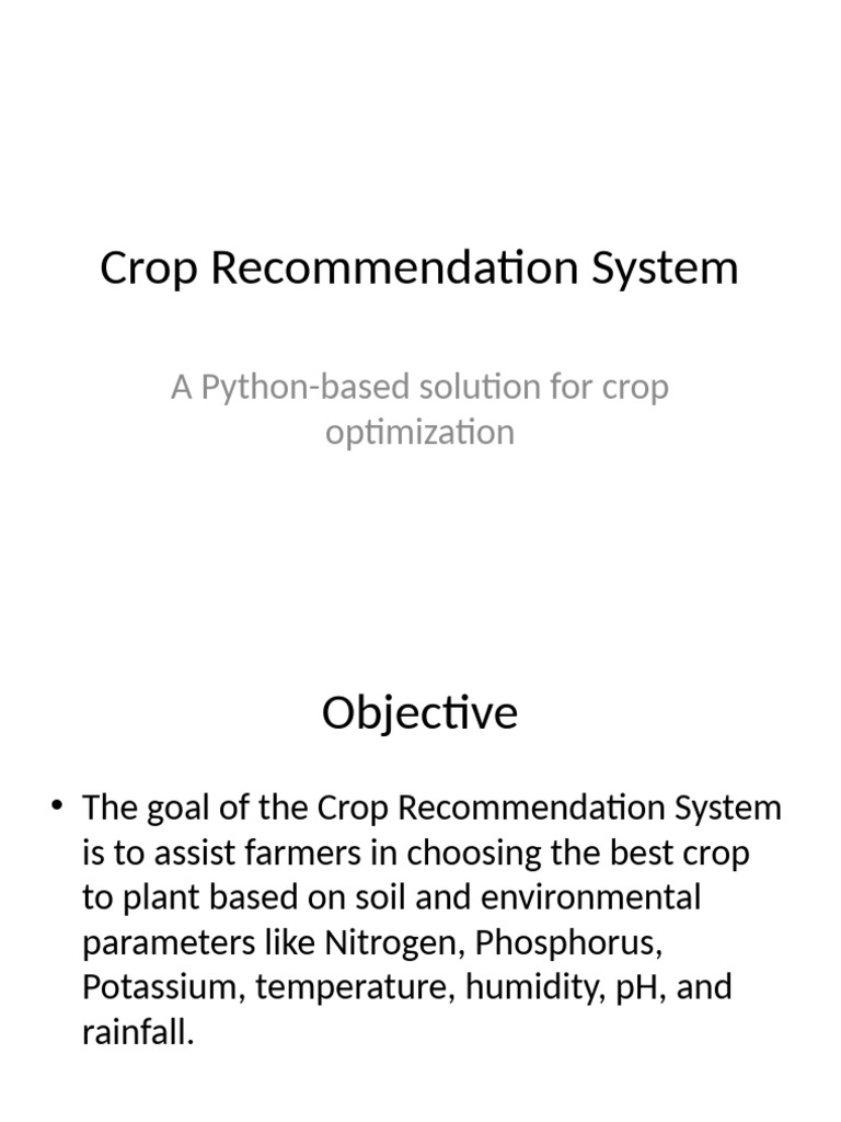 Crop Recommendation System | PDF