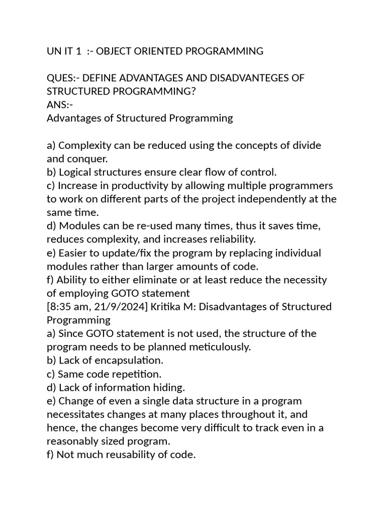 Oops Pdf Class Computer Programming Object Oriented Programming 