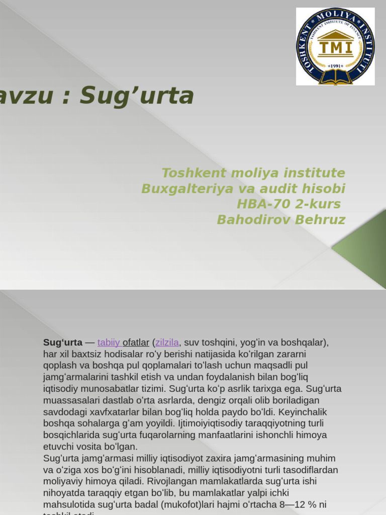 Sug'urta | PDF