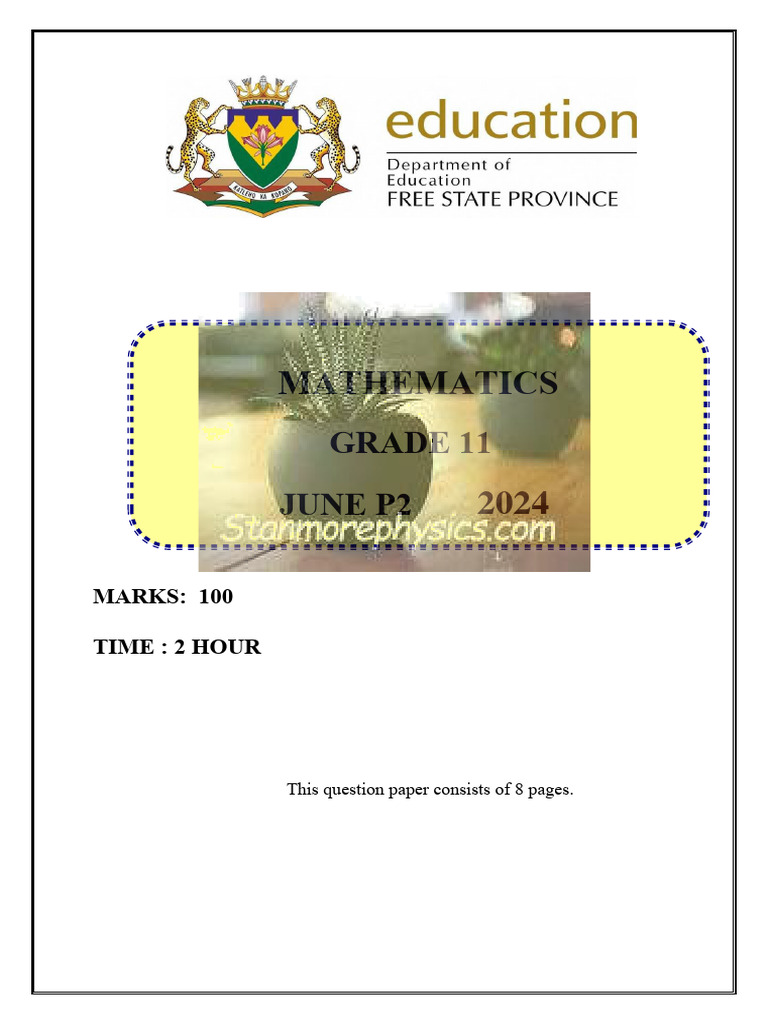 FS Maths Grade 11 June 2024 P2 and Memo | PDF | Circle | Trigonometric ...
