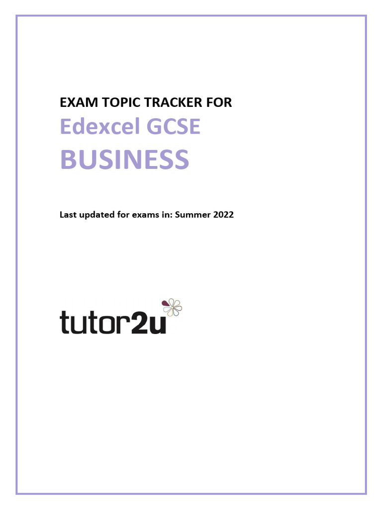 Edexcel GCSE Business Exam Topic Tracker | PDF | Marketing Research ...