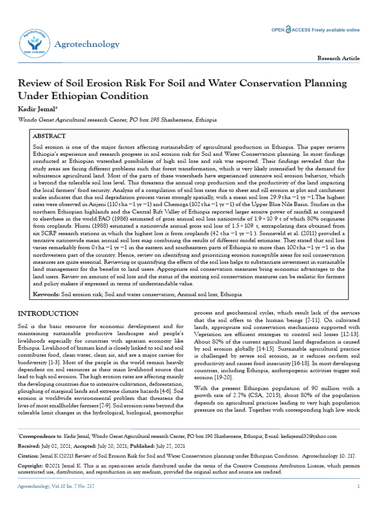 Jemal, 2021 | PDF | Erosion | Agriculture