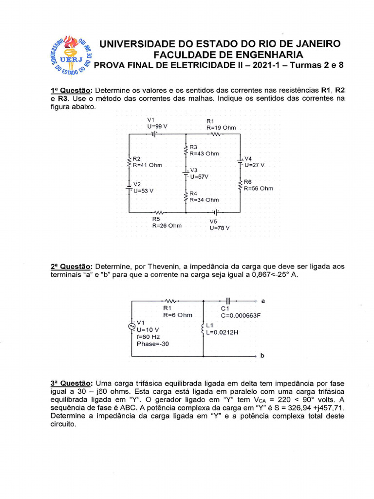 PROVA FINAL - 2021-1 - Turmas 2 e 8 | PDF