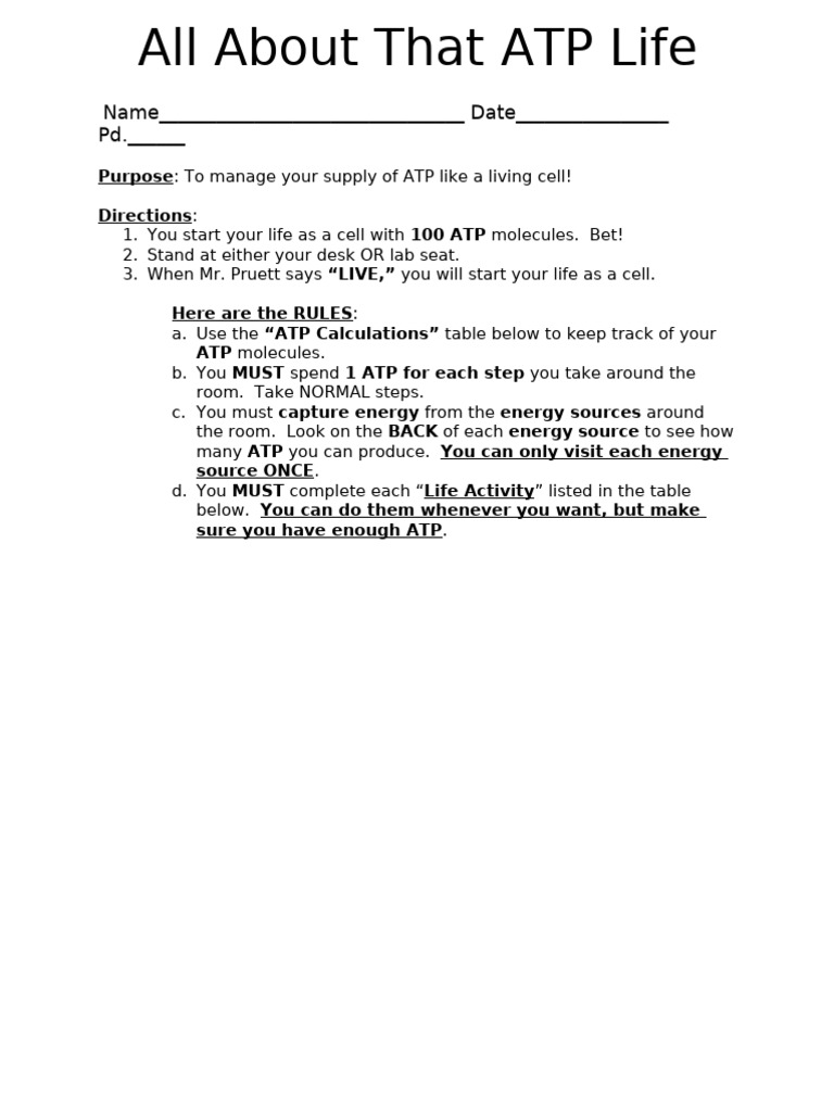 All About That ATP Life | PDF | Adenosine Triphosphate | Membrane Biology