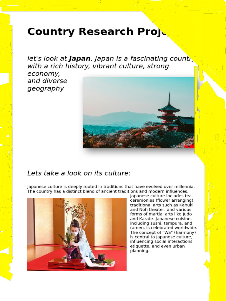 GEOGRAPHY COUNTRY PROJECT | PDF | Japan | Economies