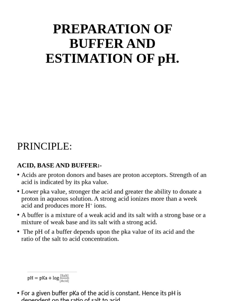 PREPARATION OF BUFFER AND ESTIMATION OF PH | PDF | Buffer Solution | Acid