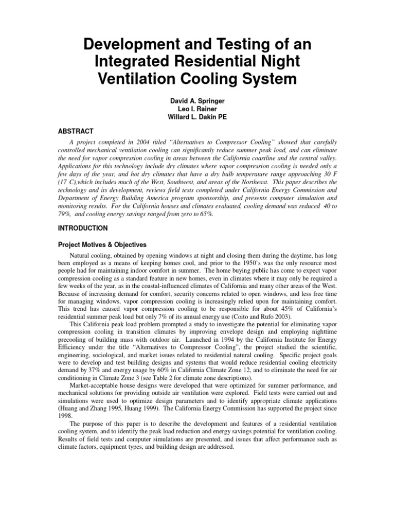 Residential Ventilation Cooling Technolo | PDF | Ventilation (Architecture) | Air Conditioning