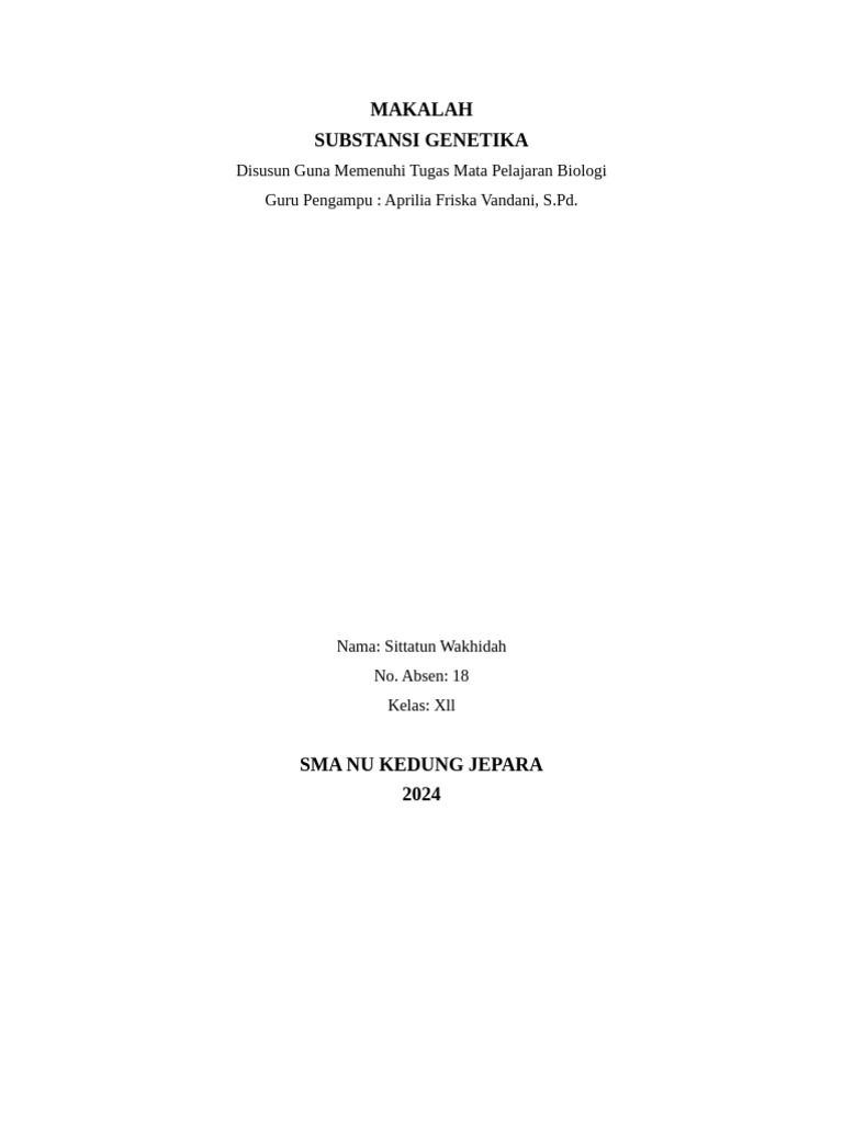 Substansi Genetika dalam Biologi | PDF