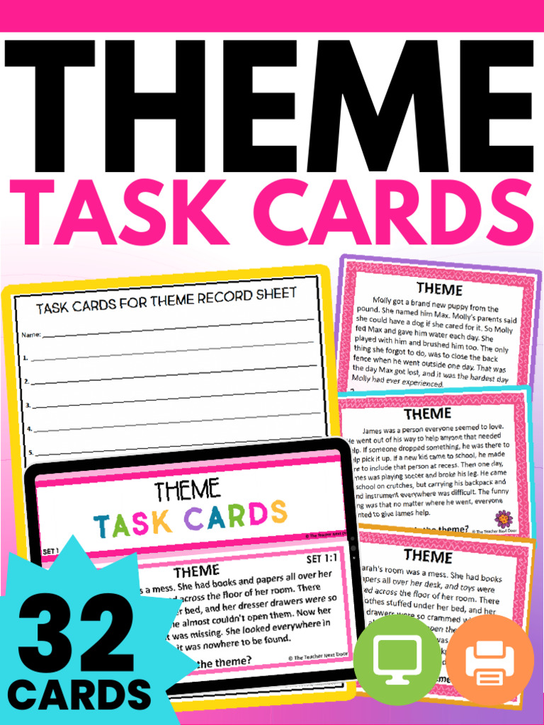 ThemeTaskCards4th5thGradeThemeActivityThemeWorksheetsGamePractice-1 | PDF