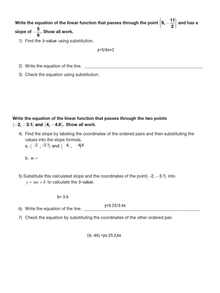 U4 L5 Writing Linear Equations Part 1 | PDF | Slope | Elementary Mathematics