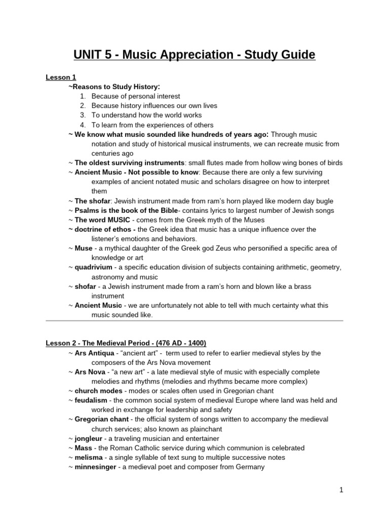 Music Appreciation Study Guide: History & Trends | PDF | Baroque Music ...