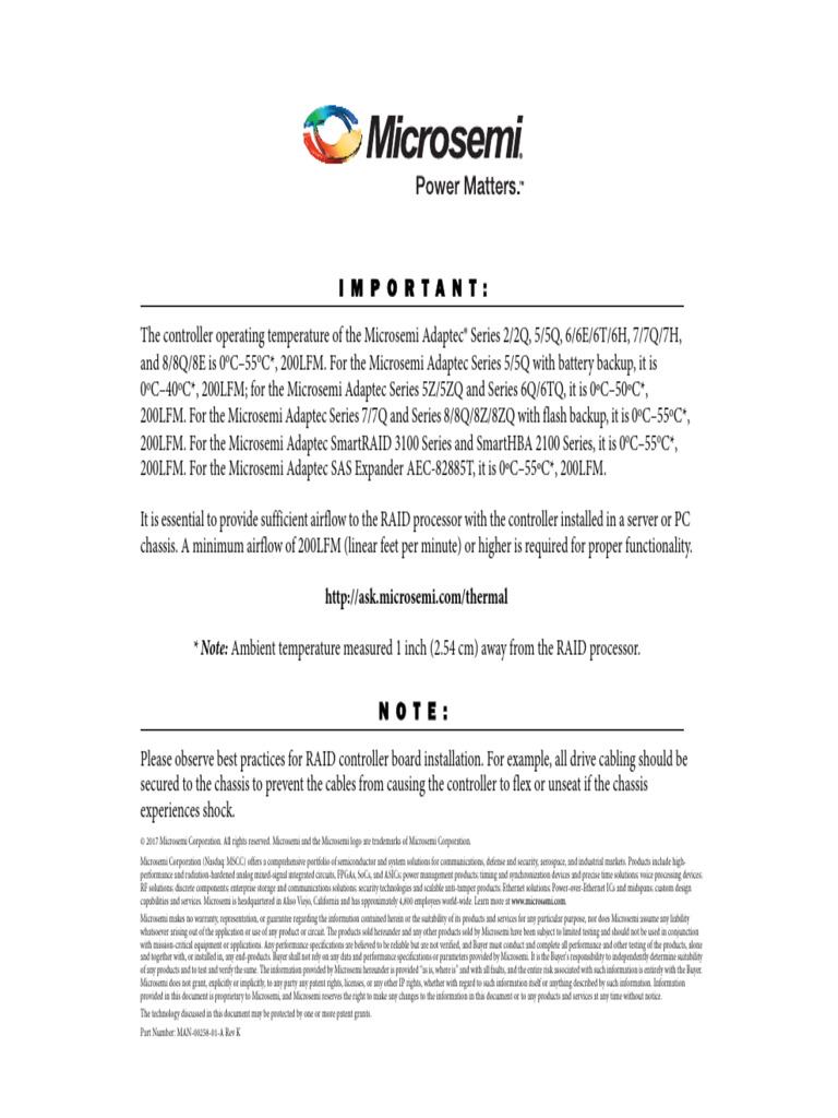 Microsemi Raid Airflow Guide 10 2017 | PDF | Computer Hardware ...