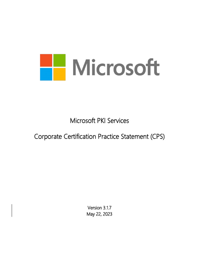 Microsoft PKI Services Corporate CPS v3.1.7 | PDF | Public Key ...