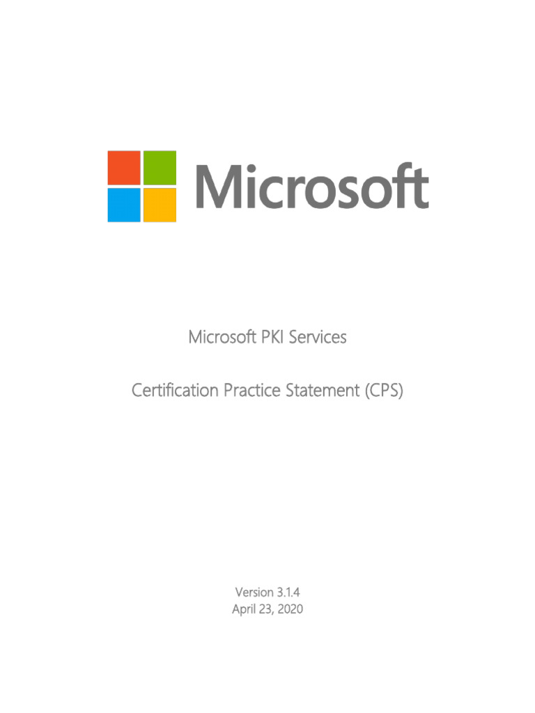 Microsoft PKI Services CPS Overview | PDF | Public Key Certificate ...