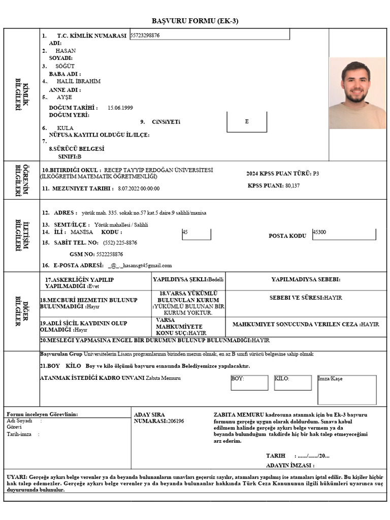 Basvuru Formu | PDF
