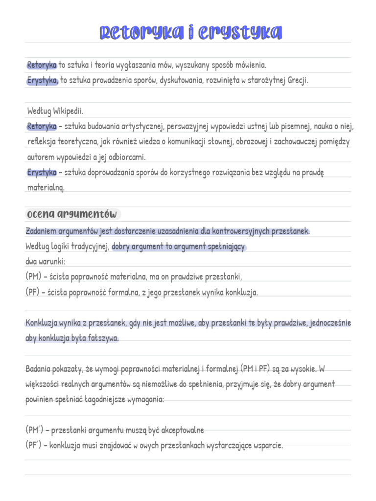 IX Retoryka I Erystyka Sztuka Argumentacji | PDF