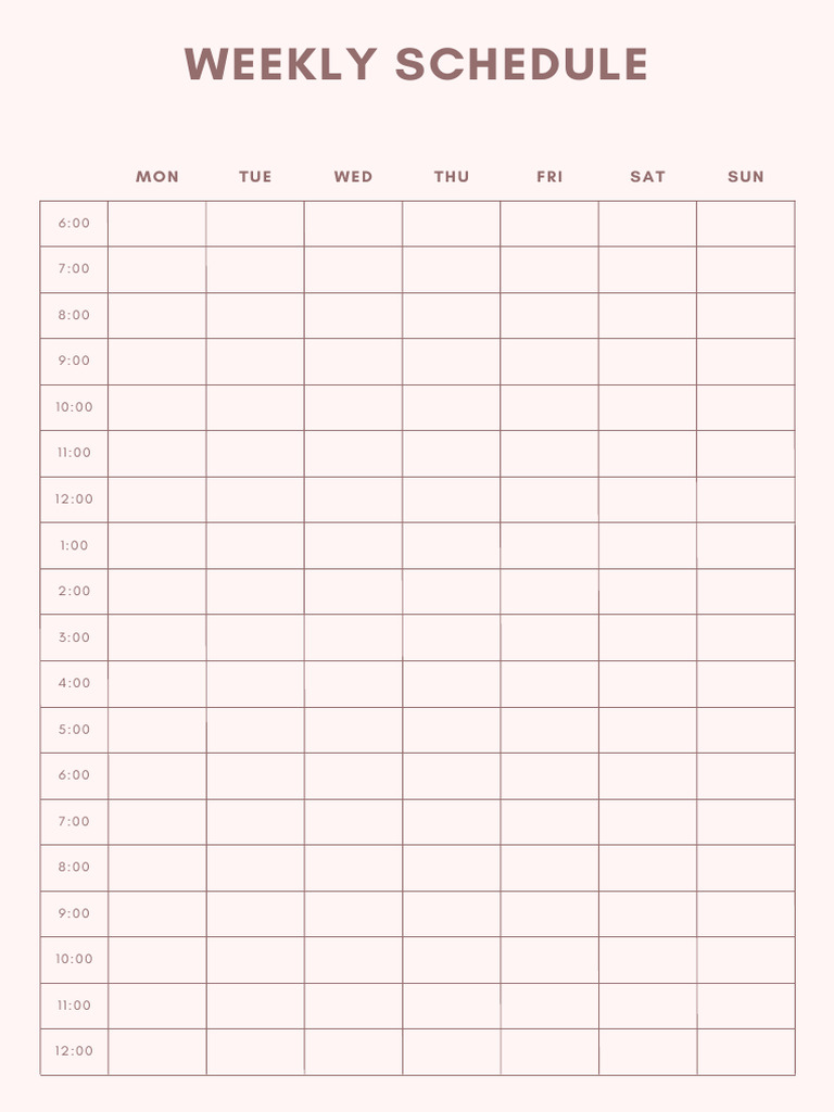 Minimal Weekly Schedule Planner | PDF