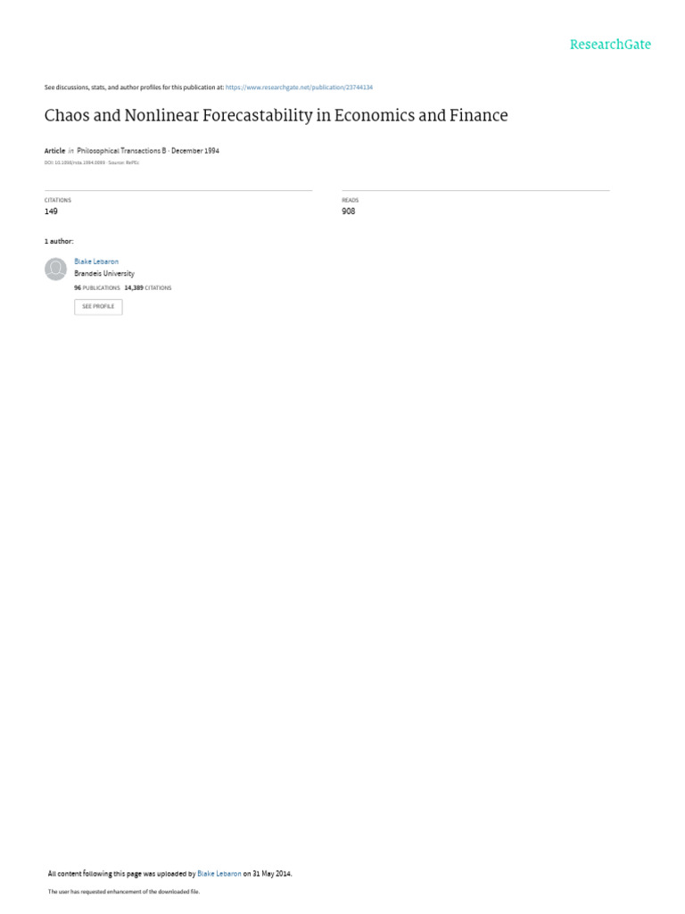 Chaos and Nonlinear Forecastability in Economics and Finance | PDF ...