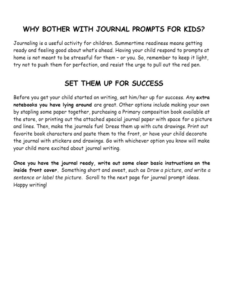 Kindergarten Summer Writing Prompts | PDF | Books