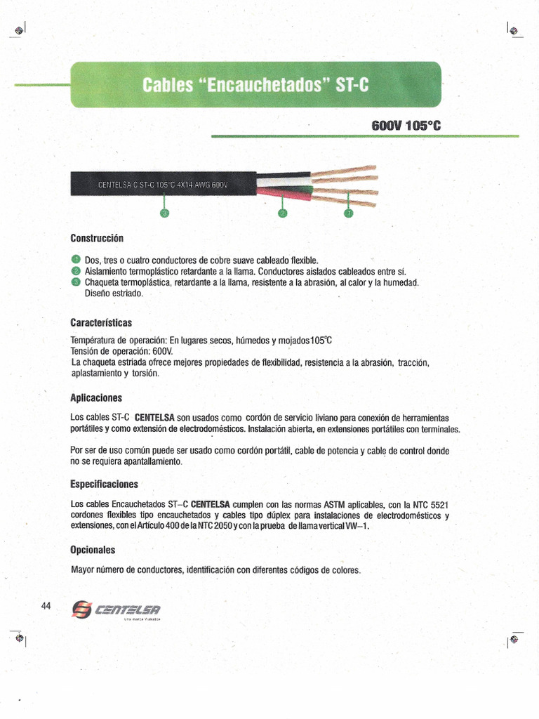 Ficha Técnica Cable Encauchetado 4x6 Awg | PDF