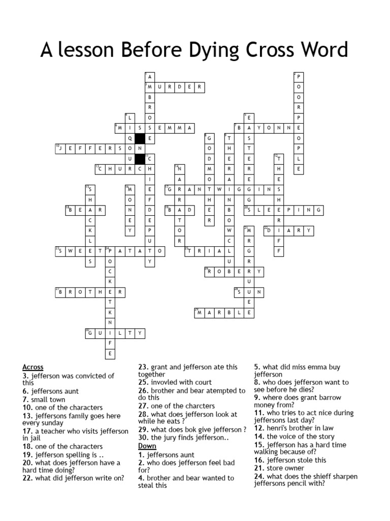 A Lesson Before Dying Crossword Puzzle | PDF