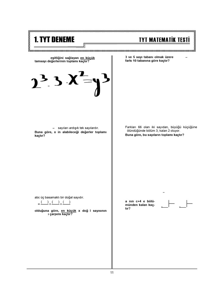 Matematik Tyt Deneme 1 | PDF