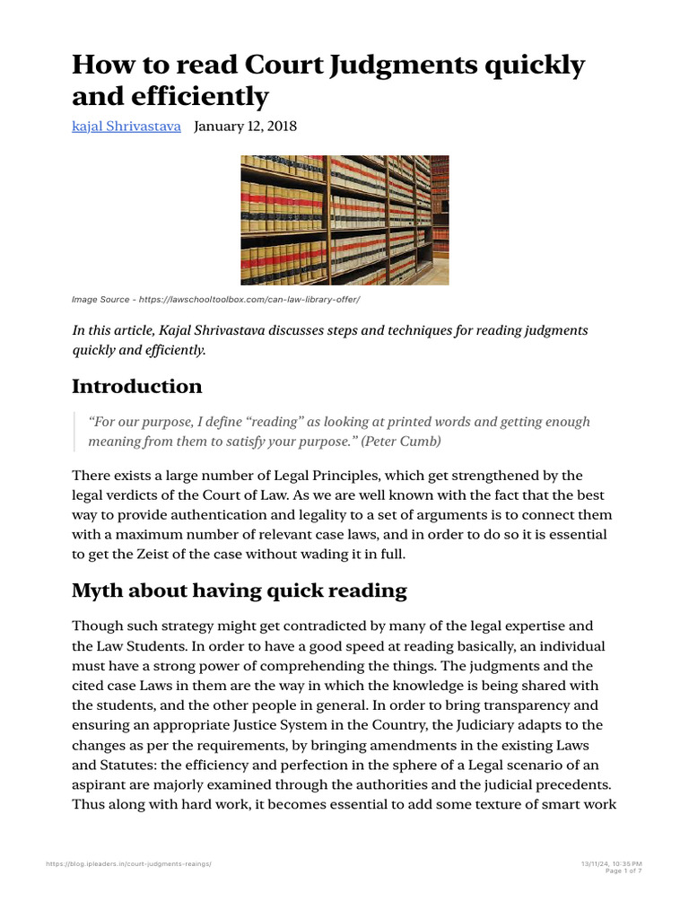 How To Read Court Judgments Quickly and Efficiently - IPleaders | PDF ...