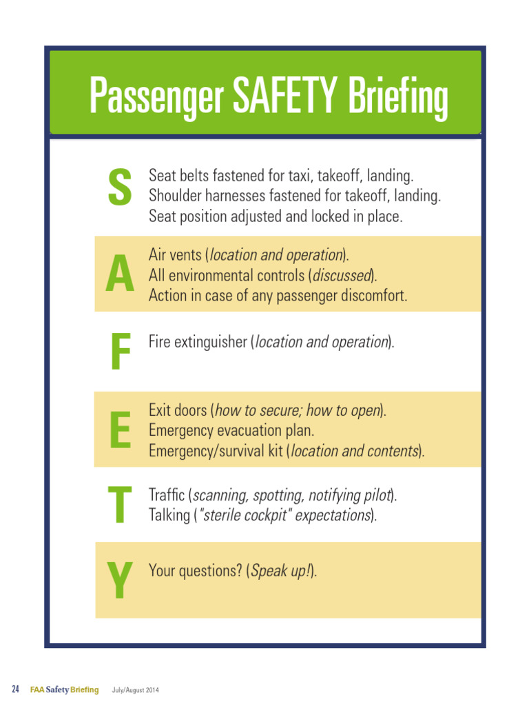 05-18-15 Passenger Safety Briefing JulAug2014 | PDF | Seat Belt | Aircraft