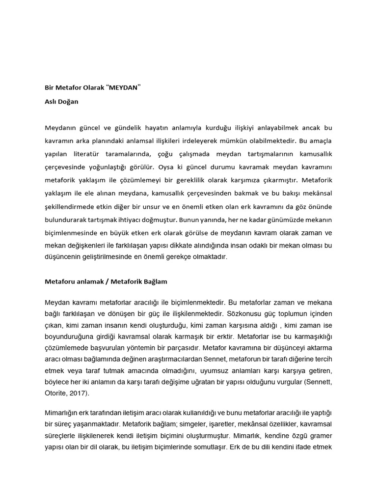 Bir Metafor Olarak Meydan | PDF
