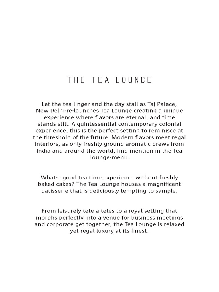 the-tea-lounge-taj-palace-new-delhi | PDF | Tea | Coffee
