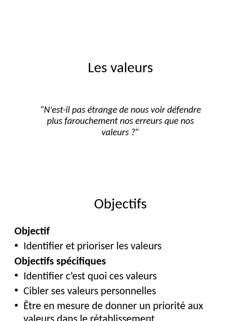 Liste des valeurs humaines essentielles | PDF | Motivation | Motivant