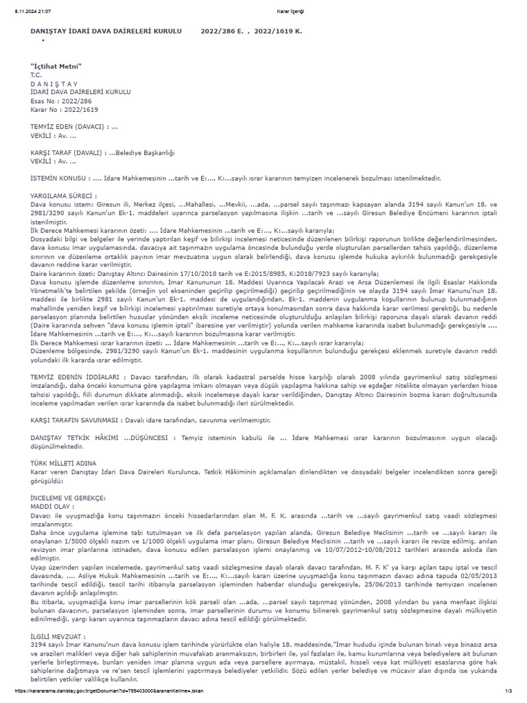 Imar Hukuku Karar 2 | PDF