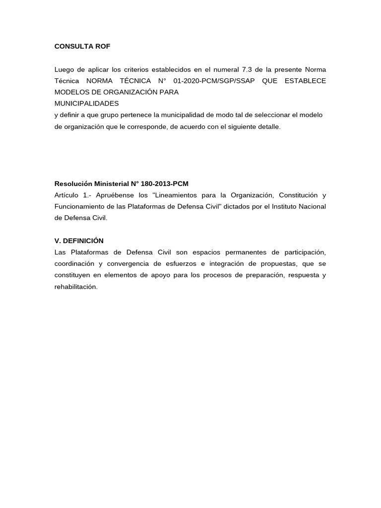 _consulta Rof a Sgp | PDF